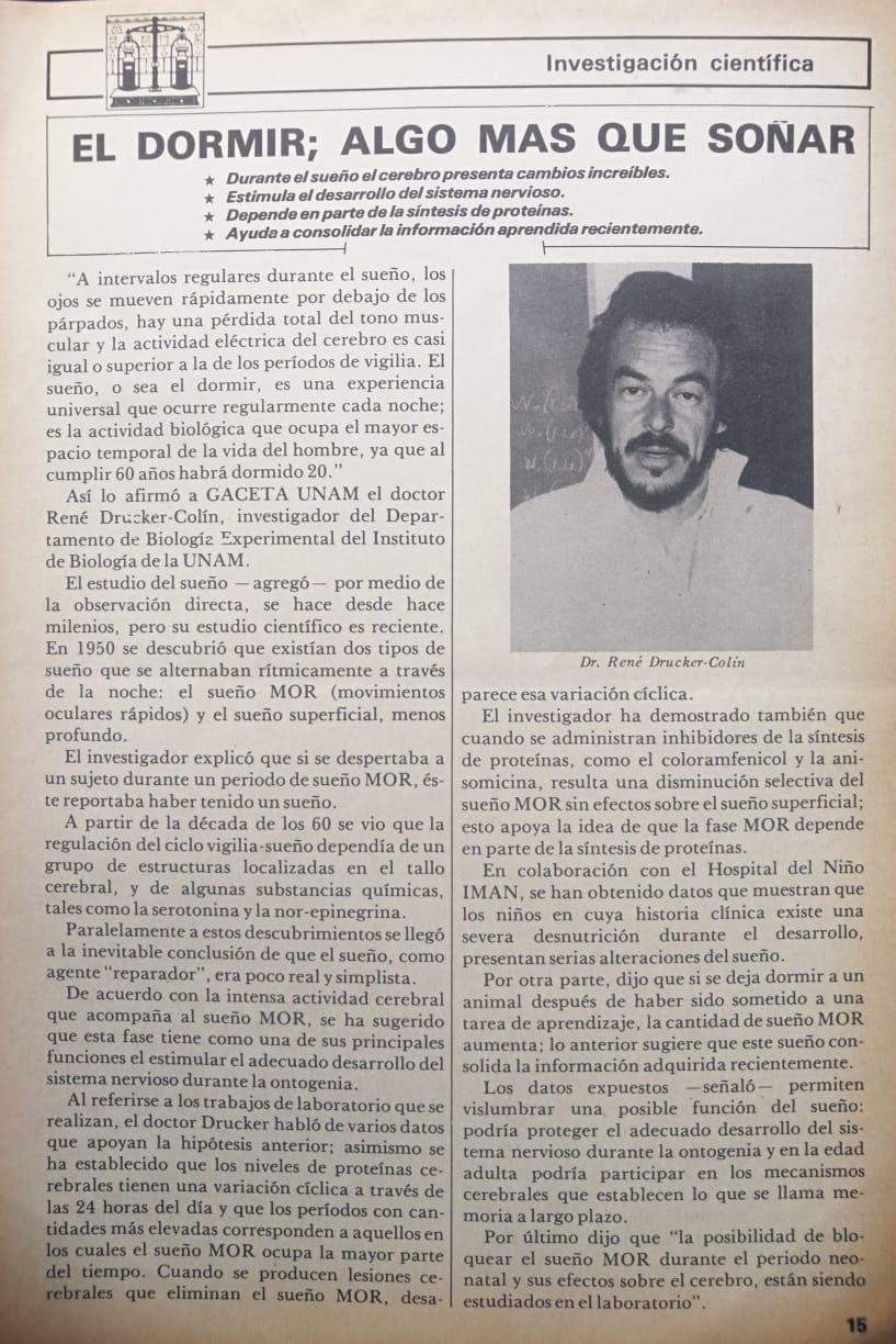 45 Años de Ciencia. El dormir, algo más que soñar: René Drucker-Colín ...